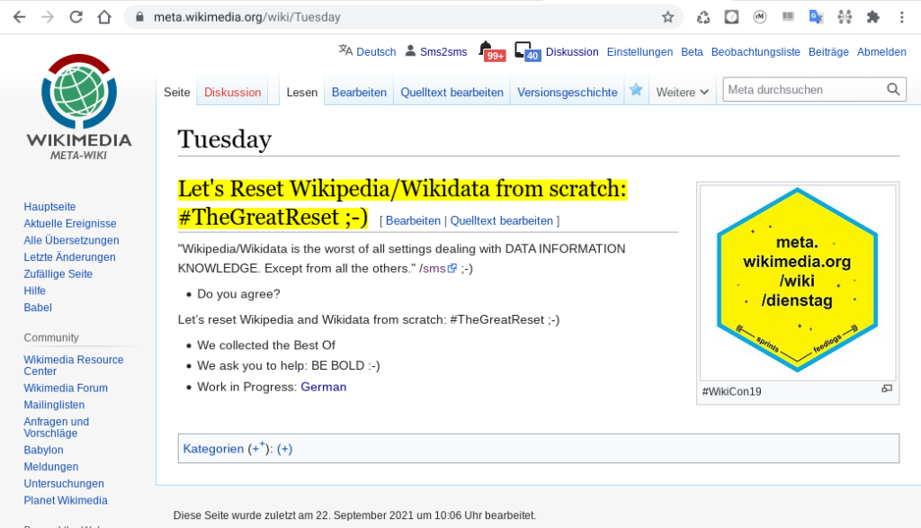 Let's Reset Wikipedia/Wikidata from scratch: #TheGreatReset ...